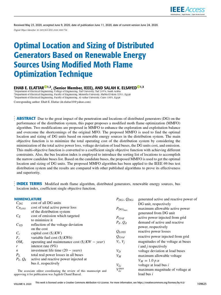 Optimal Location And Sizing Of Distributed Generators Based On Renewable Energy Sources Using