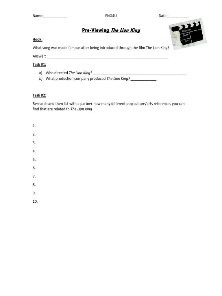 Hamlet and Lion King Comparison Guide | PDF | Hamlet