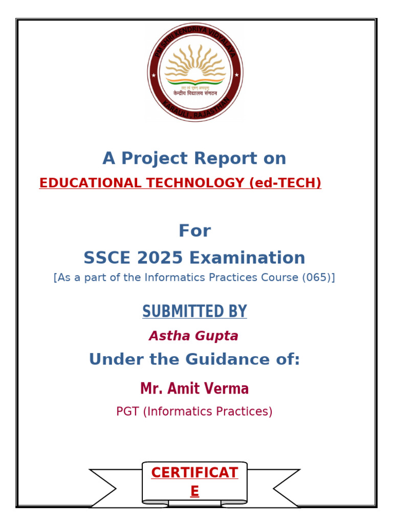 Astha Gupta Project Report Word | PDF | Python (Programming Language) | Educational Technology