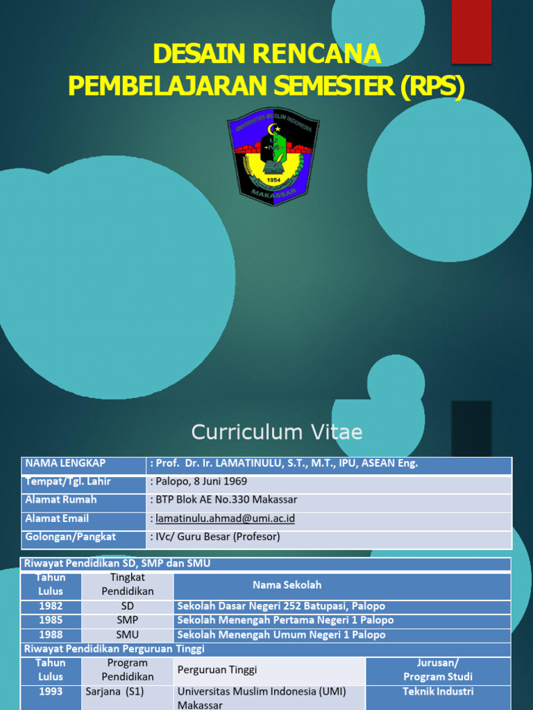 Desain Rencana Pembelajaran Semester (RPS) | PDF