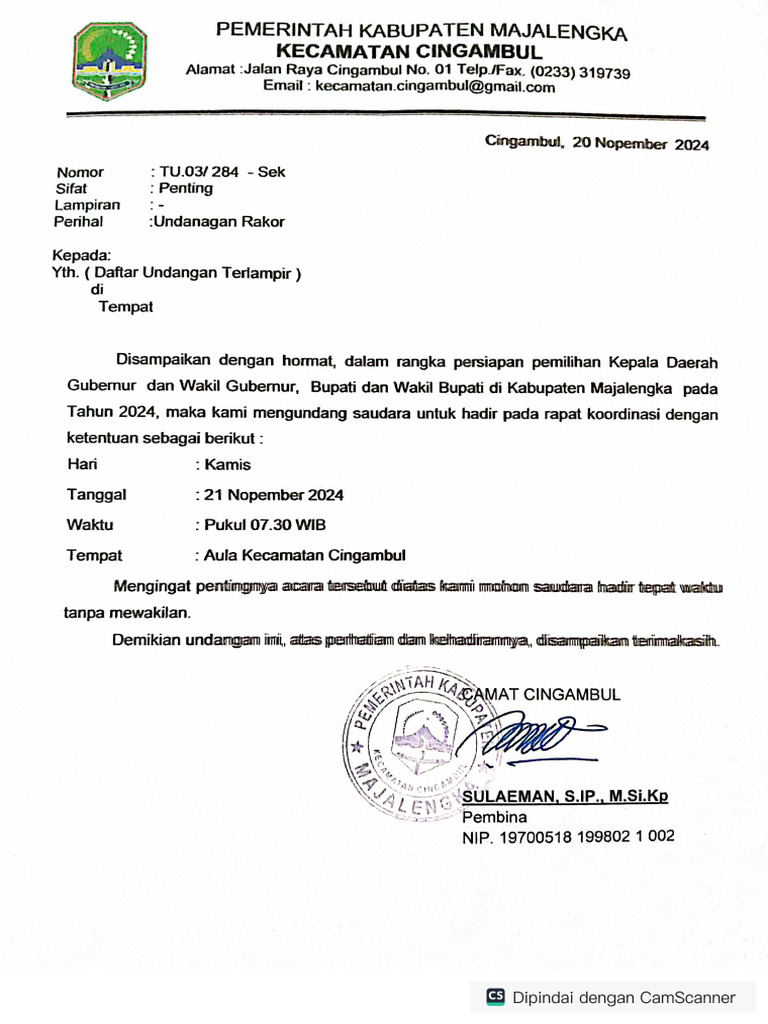 Undangan Rakor | PDF