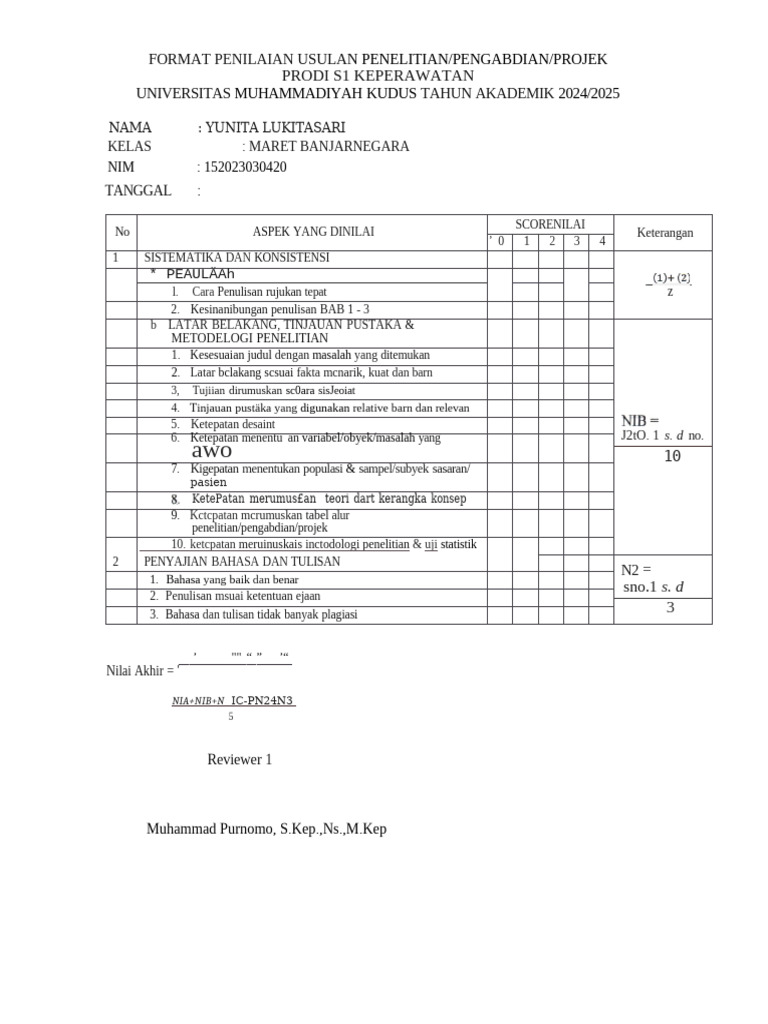 FORM PENILAIAN REVIEWER (1) Dan REVIEWER 2 | PDF