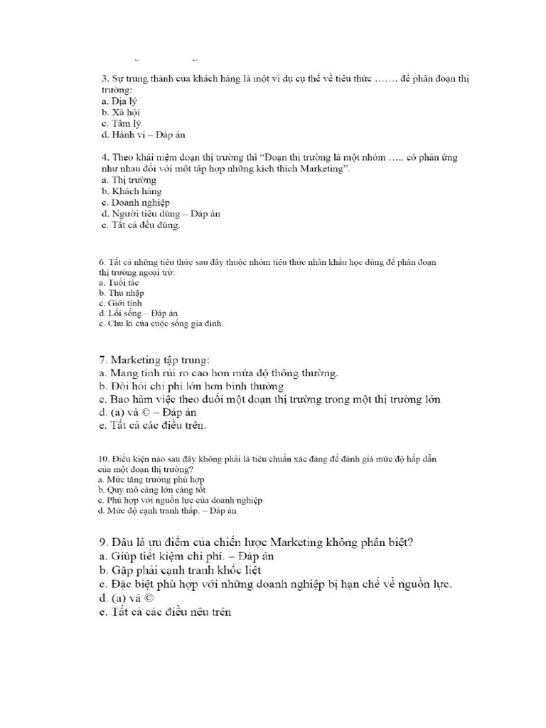 Đề TN - mkt dịch vụ | PDF