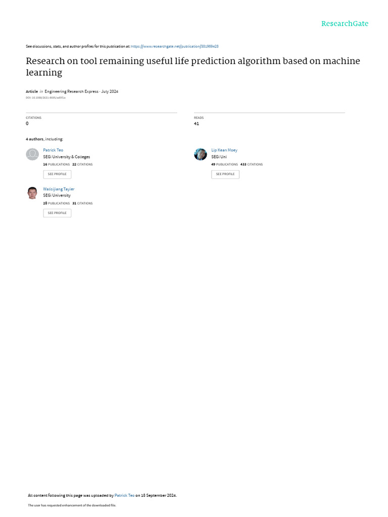 Research On Tool Remaining Useful Life | PDF | Artificial Neural ...