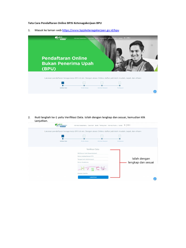 Tata Cara Pendaftaran Online BPJS Ketenagakerjaan | PDF