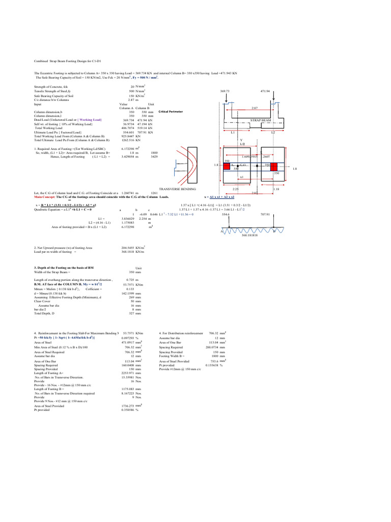 Strap Beam1 | PDF | Bending | Beam (Structure)