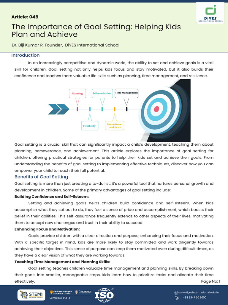 The Importance of Goal Setting - Article 048 | PDF | Goal Setting | Goal