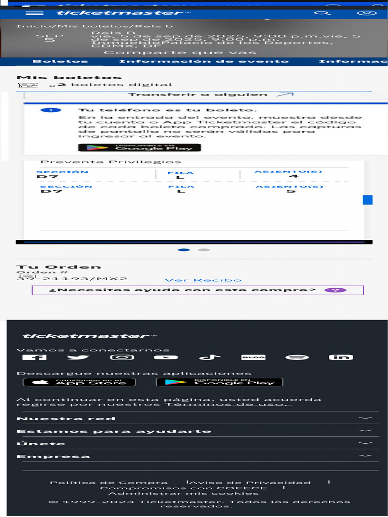 Ticketmaster Mi Cuenta PDF | PDF