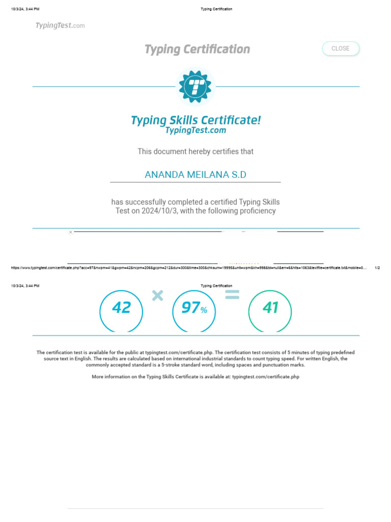 Typing Certification | PDF