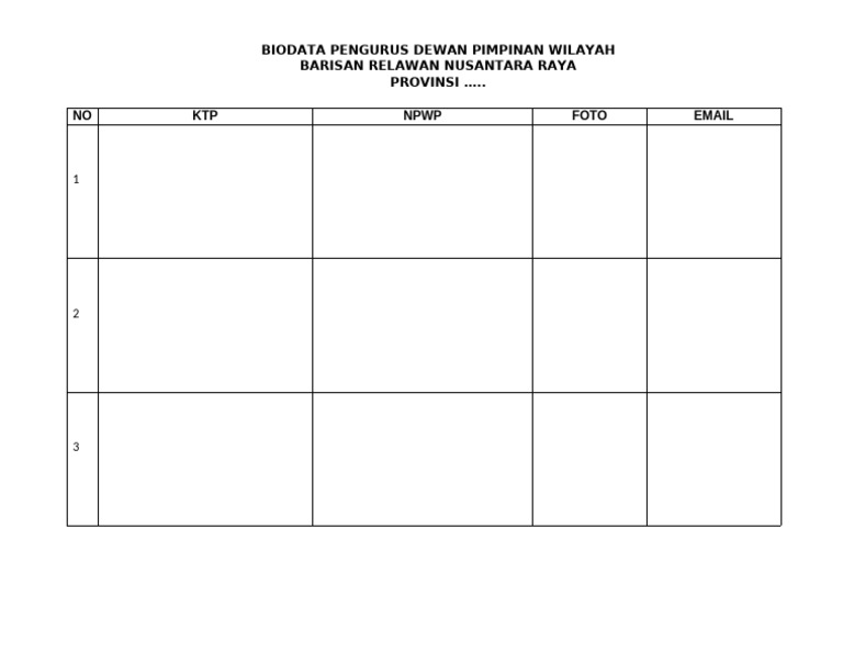 Form Pengisian Identitas DPW | PDF