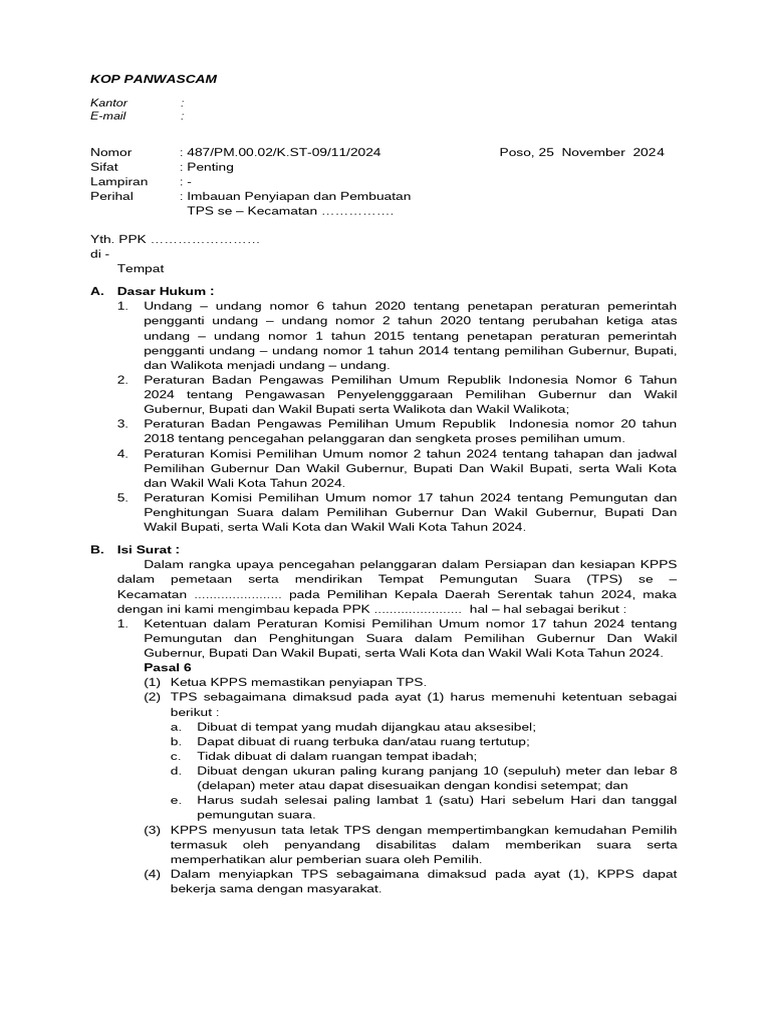 IMBAUAN KE PPK PEMBUATAN TPS | PDF