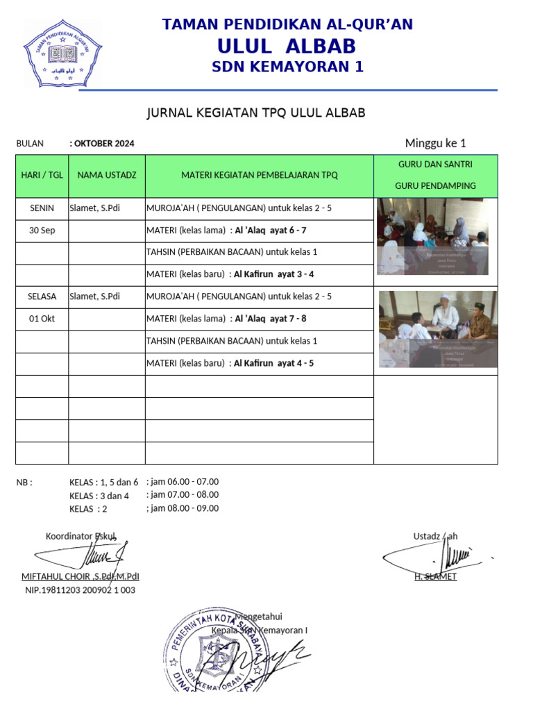 11. jurnal, OKTOBER TPQ Ulul AlBab 24, - Copy | PDF