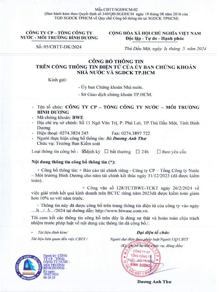 BWE - BCTC RIENG NAM 2023 (DA KIEM TOAN) VA GIAI TRINH CHENH LECH LNST ...