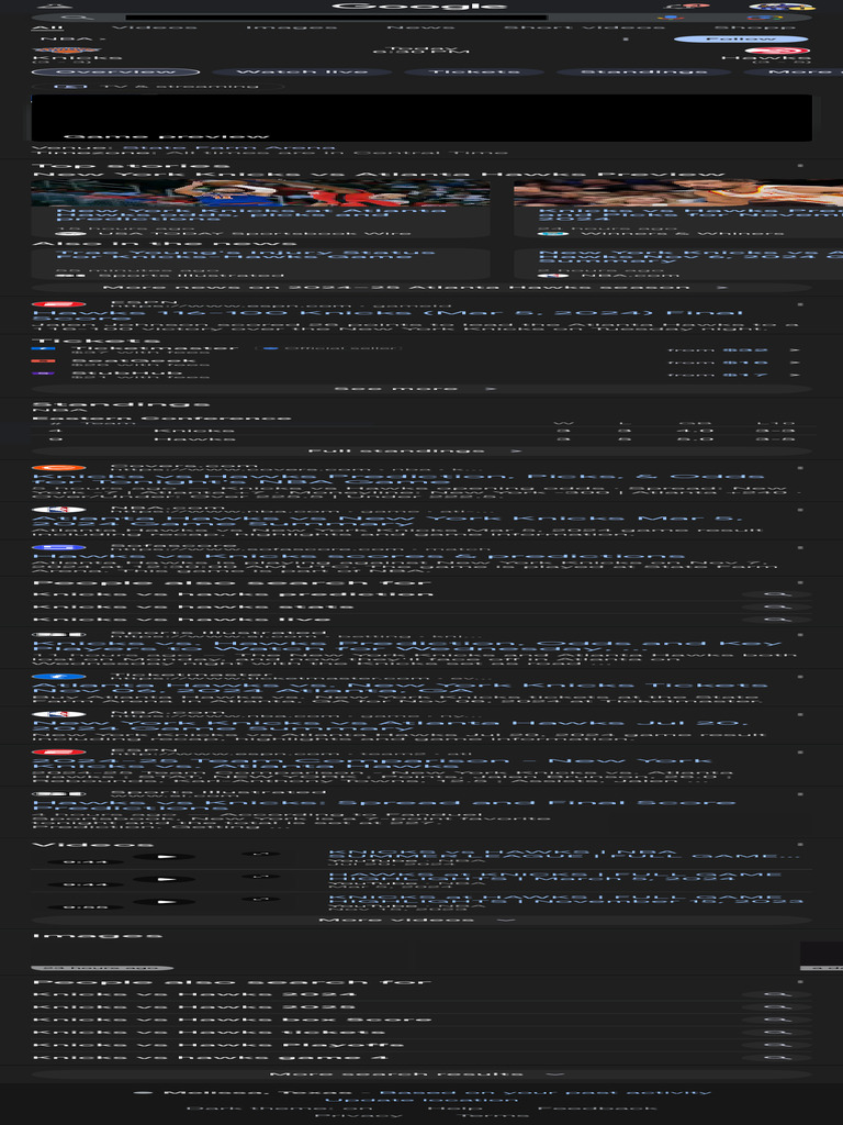 Knicks vs Hawks - Google Search | PDF | New York Knicks | National ...