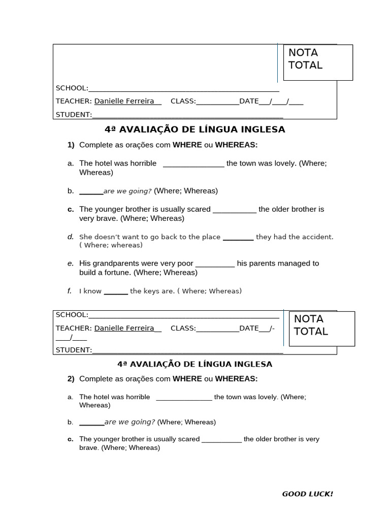 Prova Where Whereas | PDF