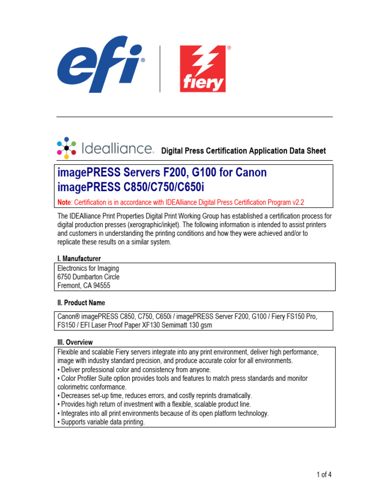DPC ADS EFI Fiery Canon C850 C750 C650i | PDF | Printer (Computing ...