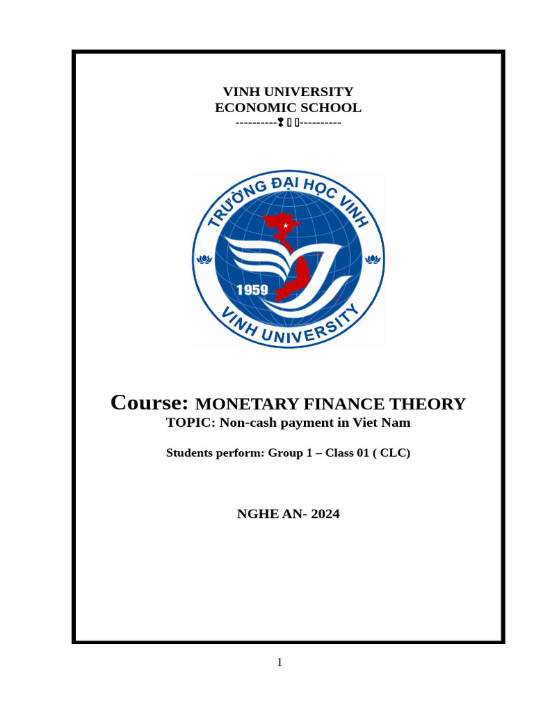 Group 1-Non-cash payment in Viet Nam | PDF | Cheque | Point Of Sale