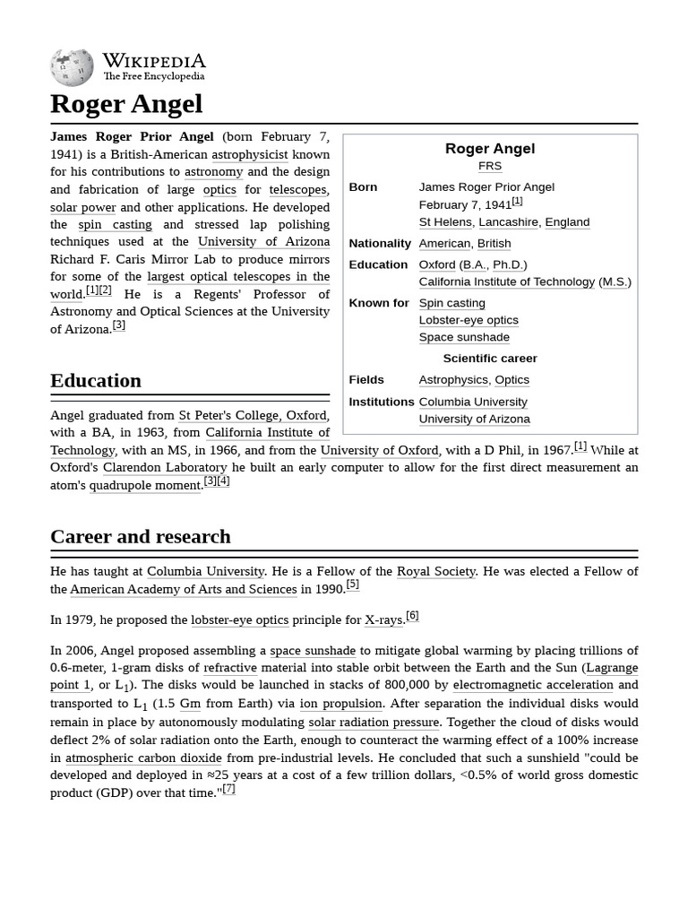 Roger_Angel | PDF | Physical Sciences | Astronomy