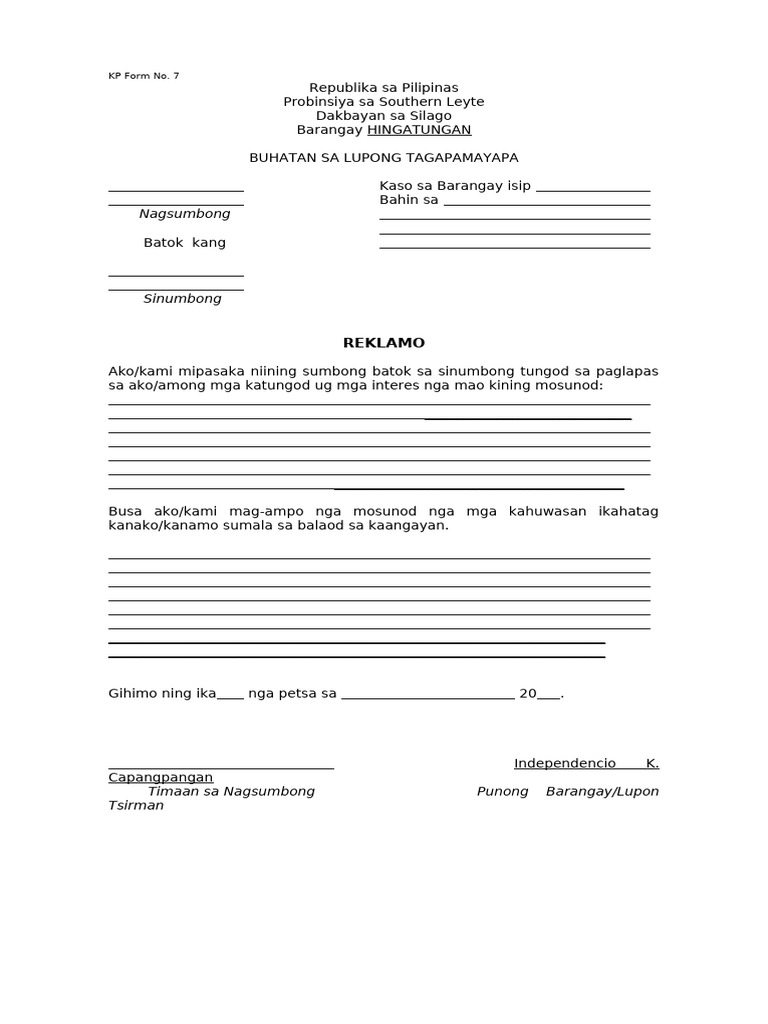 7 KP Form COMPLAINT | PDF