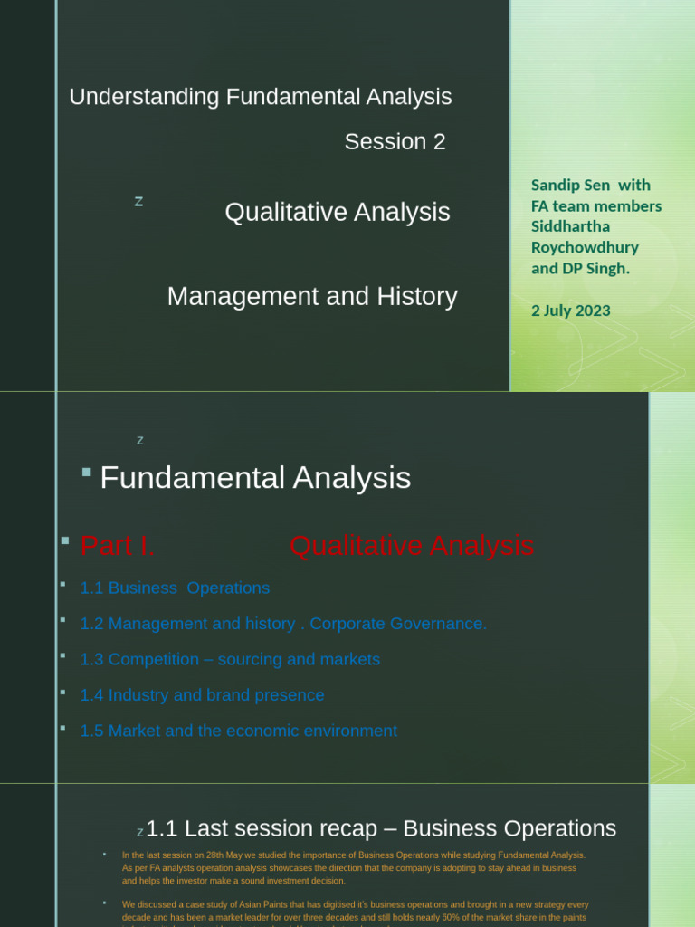 Understanding Fundamental Analysis by Sandip Sen Session 2 July 2023 ...