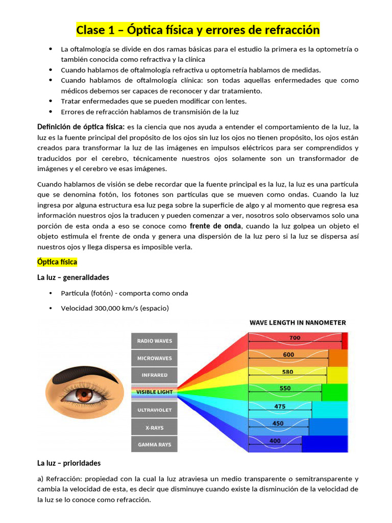 Clase 1 | PDF | Ojo humano | Ligero