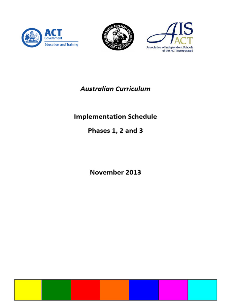 Australian Curriculum Implementation Schedule | PDF | Curriculum