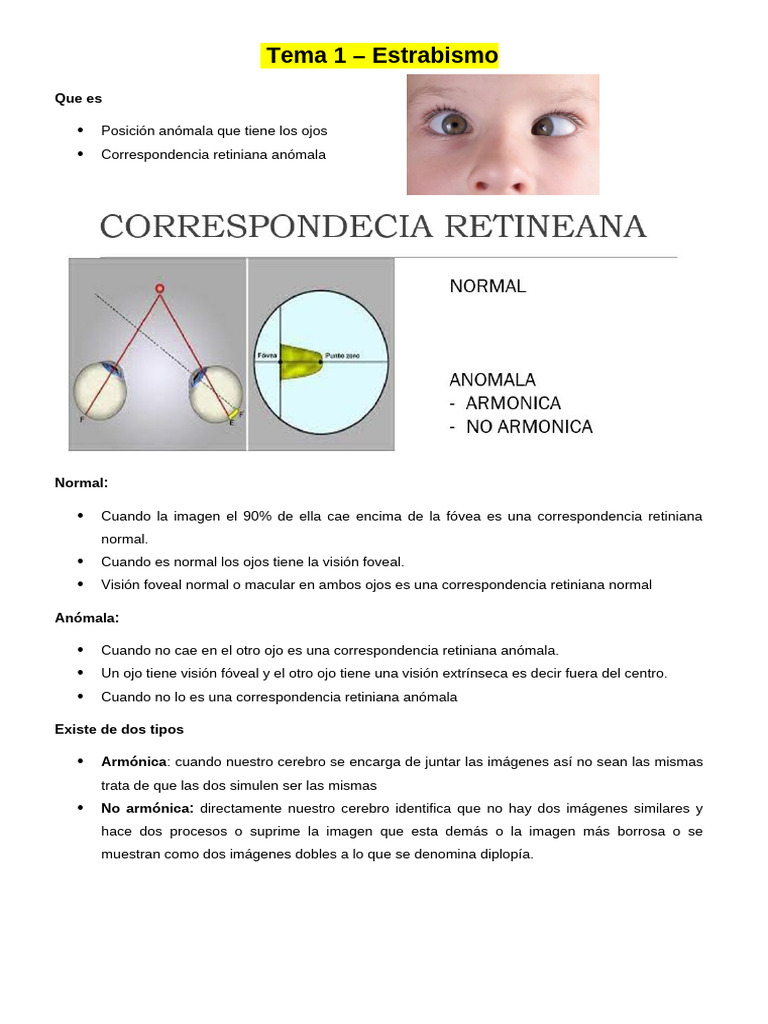 Estrabismo: Tipos y Evaluación | PDF | Percepción visual | Ojo