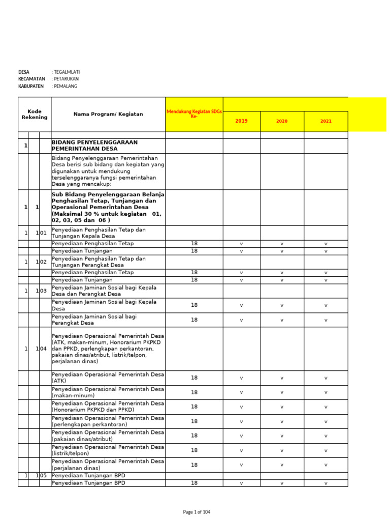 14. a Matrik RPJMDesa 2025 (Tegalmlati) | PDF