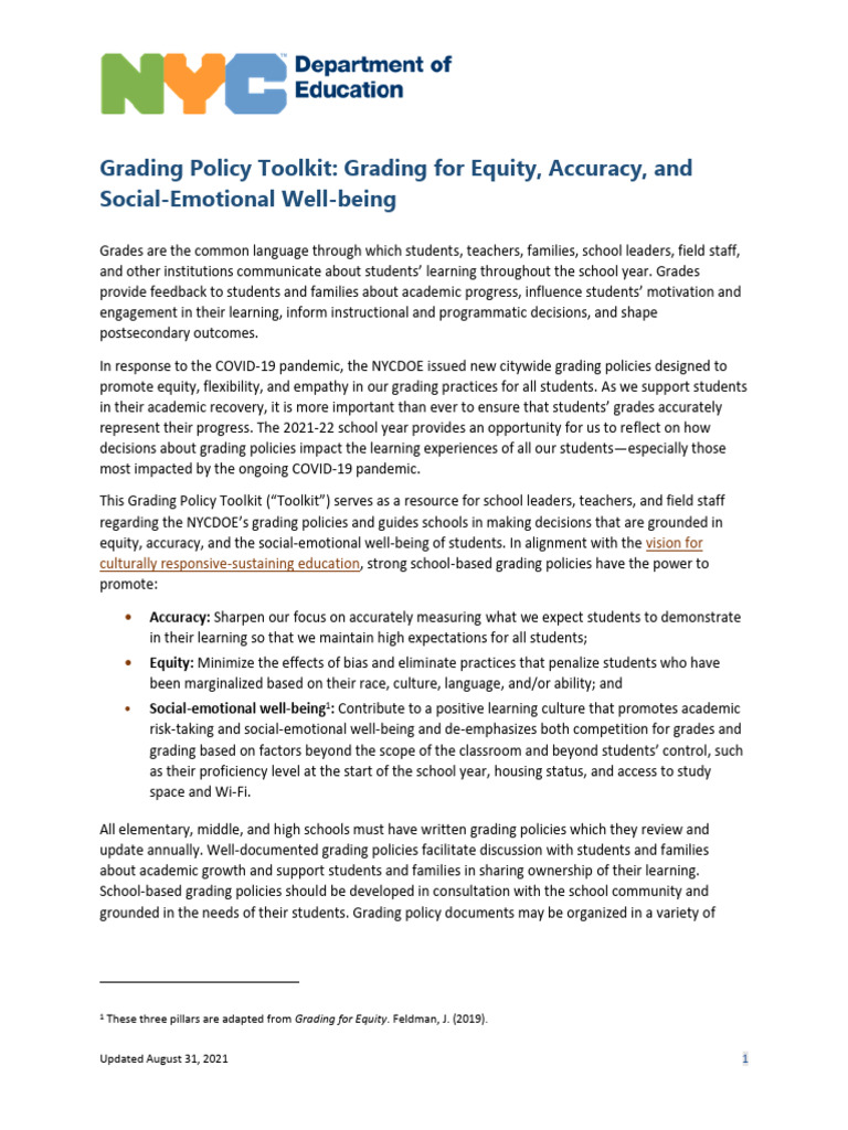Ac Policy - Grading Policy Toolkit - 2021-22 | PDF | Educational ...