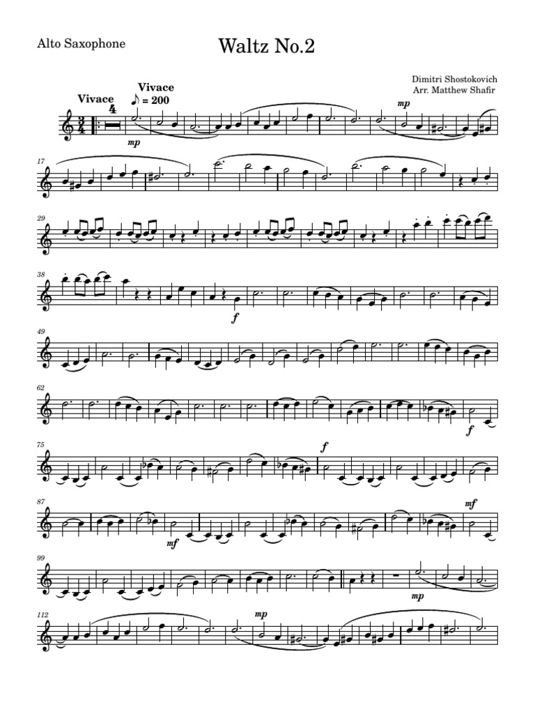 Shostakovich S Waltz No 2 For Alto Sax Pdf