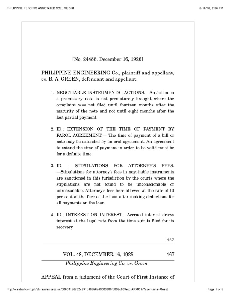 Phil. Engineering Co. vs. Green | PDF | Lawsuit | Judgment (Law)