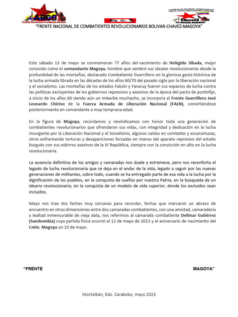 77° Aniversario Nacimiento de Magoya-1 | PDF