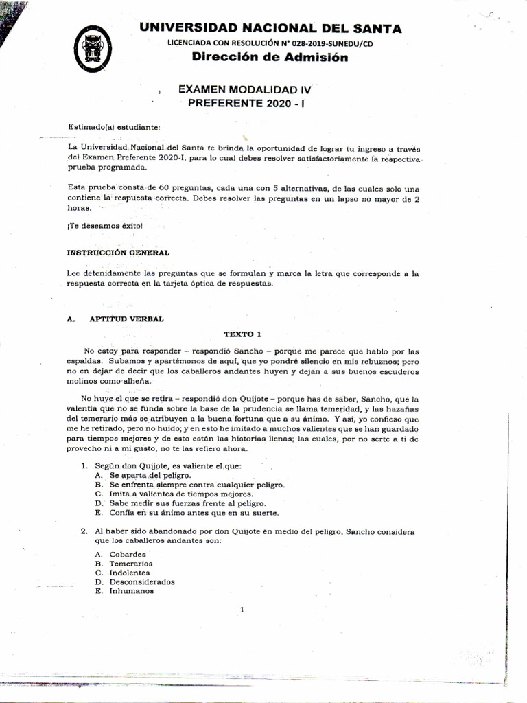 Examen Preferente 2020 - I | PDF