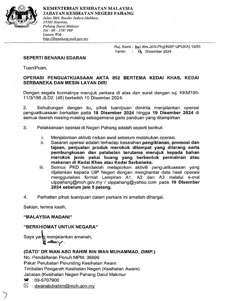 Ops Akta 852 - Kedai Khas | PDF