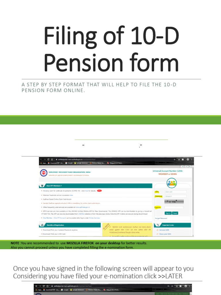 Filing of 10-D Pension Form | PDF