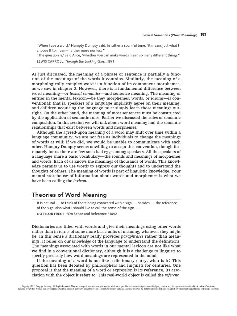 Reference - Sense - An Introduction To Language - Fromkin | PDF | Semantics | Word