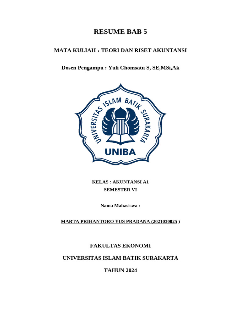 Resume Teori dan Riset Akuntansi | PDF