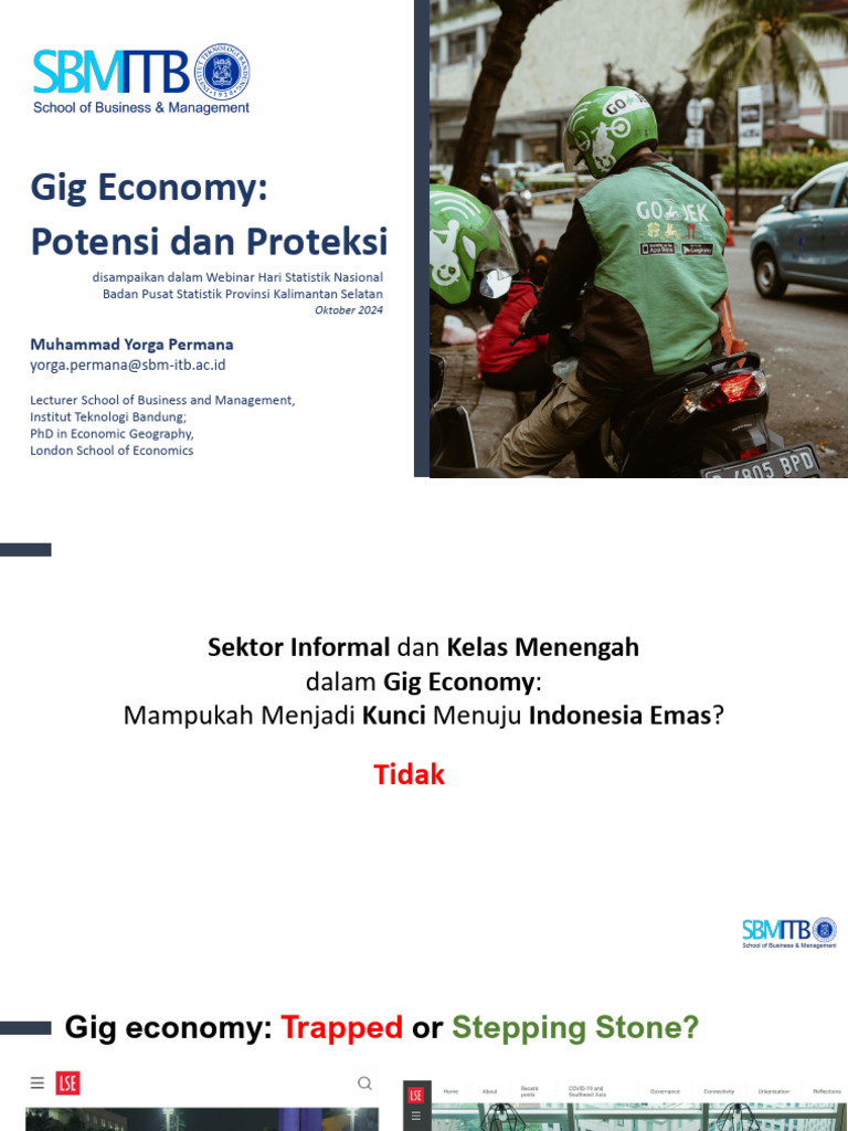 Materi 1 - Yorga Permana - Gig Economy Potensi Dan Proteksi - BPS Kalsel - Yorga Permana - Upd | PDF