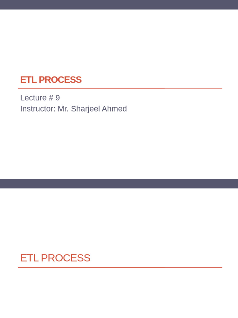 Lecture 9 Extraction Transformation Loading Pdf Data Warehouse Computing