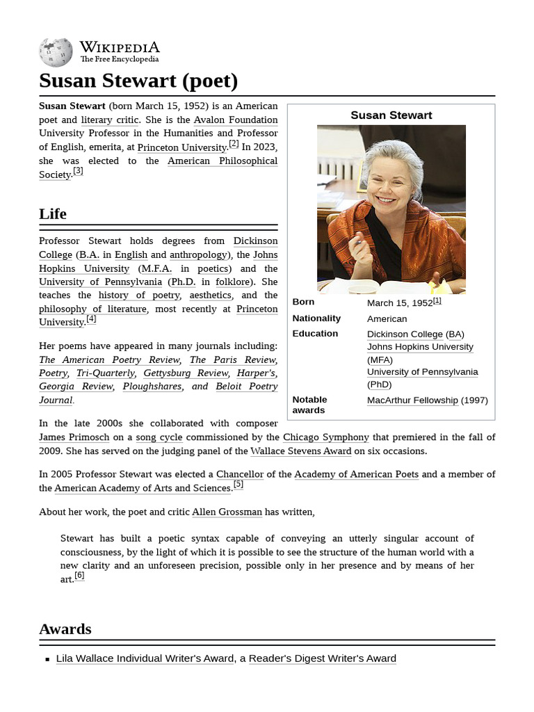 Susan_Stewart_(poet) | PDF | Poetry