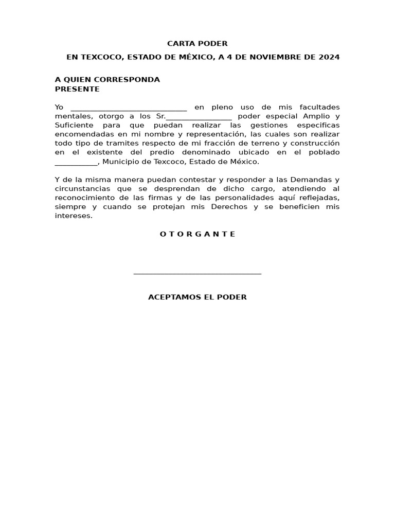 Carta Poder Ma. Rocio | PDF