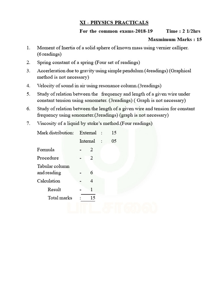 11th-Physics-Practical-Question-Paper-English-Medium | PDF | Physical Quantities | Mechanics