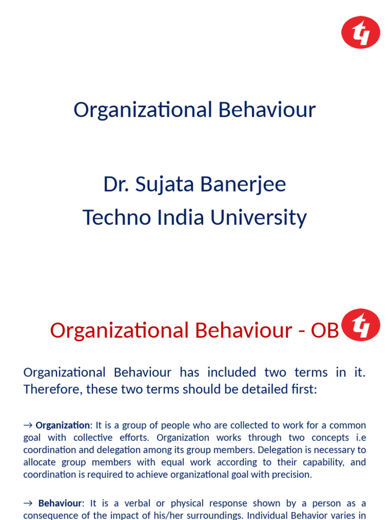 Understanding Organizational Behaviour Concepts | PDF | Organizational ...