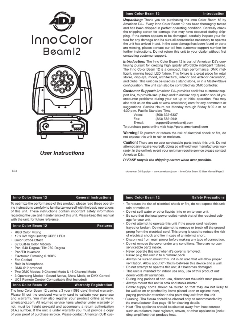american_dj_inno_color_beam_en | PDF | Electrical Engineering ...