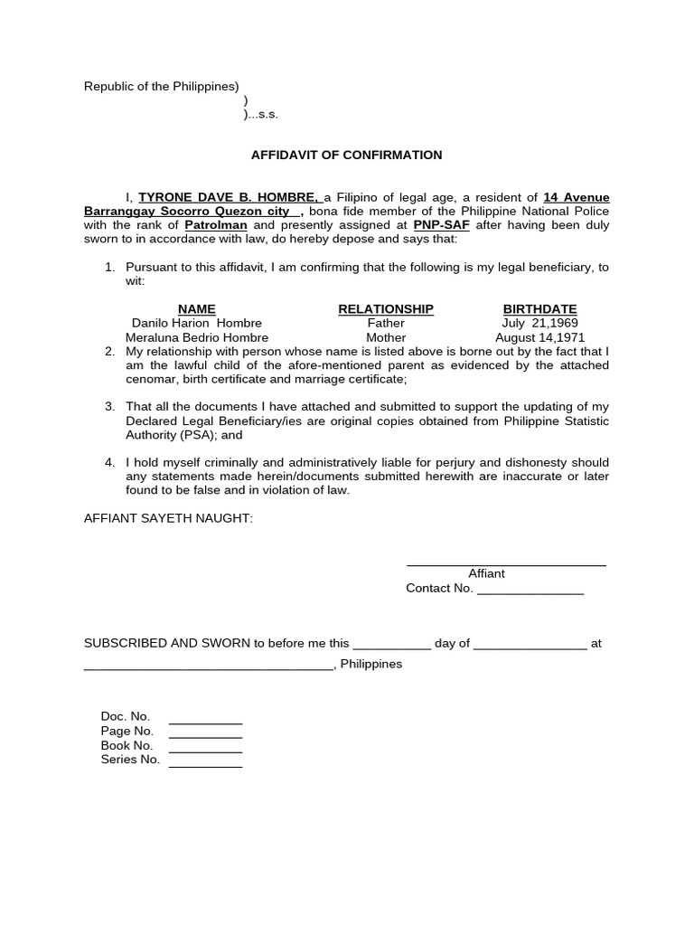 Single AFFIDAVIT of CONFIRMATION Casal S Fda3b918 7789 4c99 8361 ...