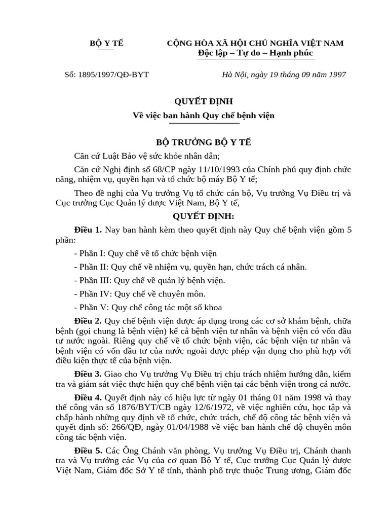 Quy Che Benh Vien | PDF
