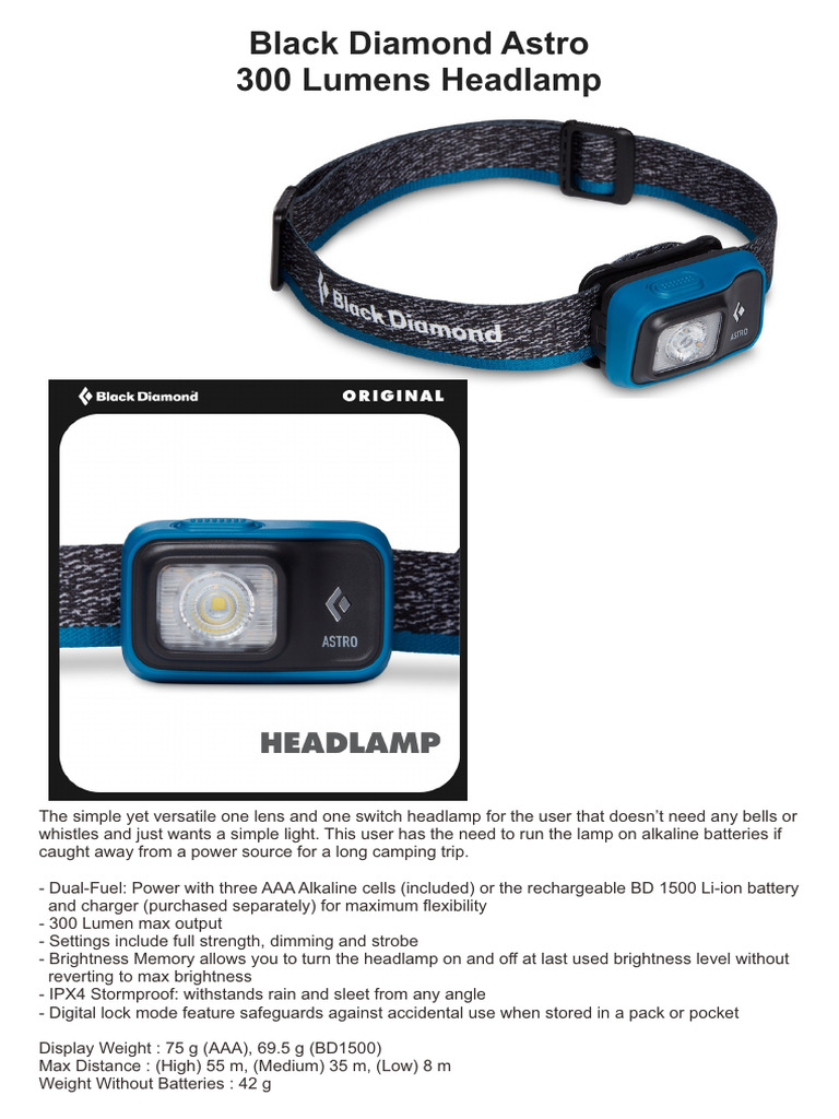 Black Diamond Astro 300L | PDF