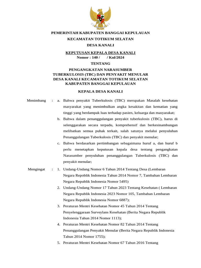 SK Narasumber Penyuluhan Penanggulangan TBC | PDF