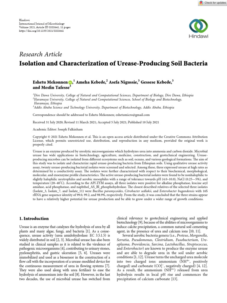 International Journal of Microbiology - 2021 - Mekonnen - Isolation and ...