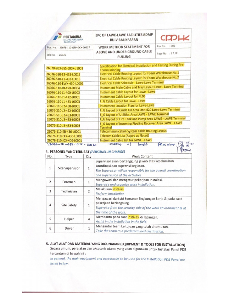 Metode Above and Under Ground Cable Pulling | PDF
